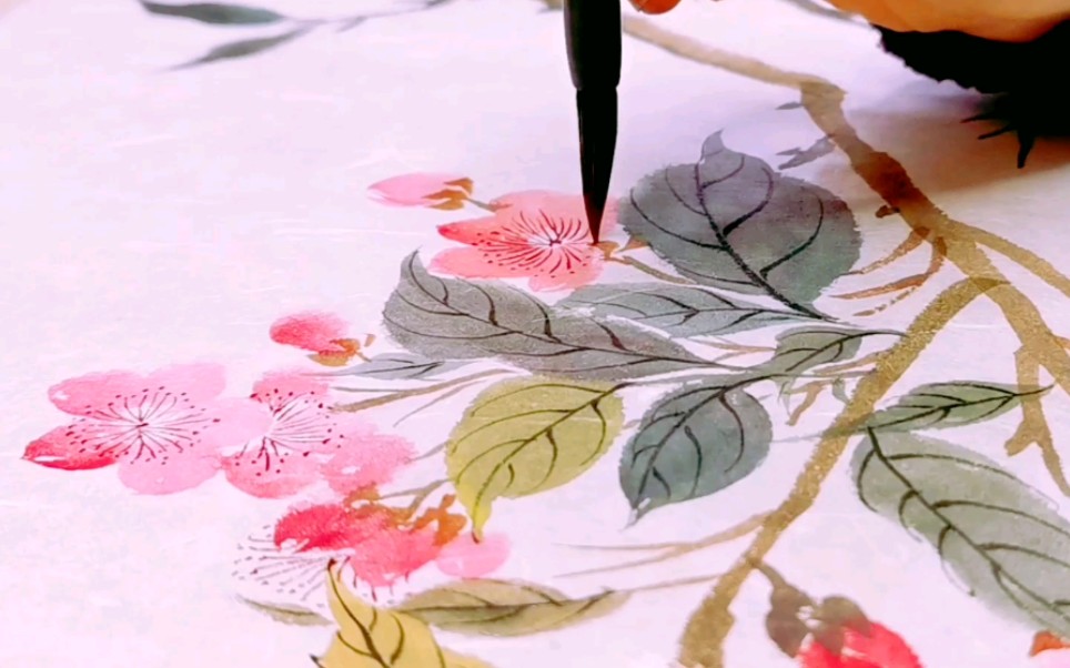 【国画教程】写意海棠花的画法