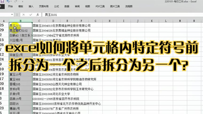 excel如何将单元格内特定符号前拆分为一个之后拆分为另一个