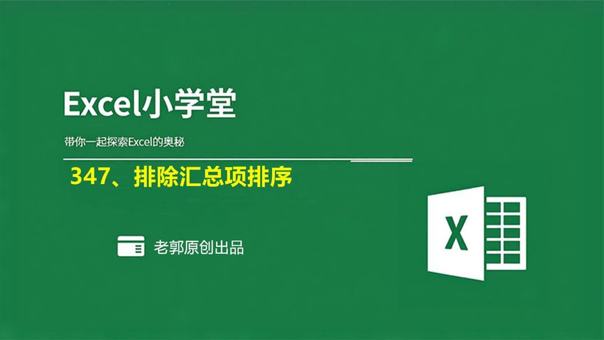 Excel使用技巧之排除汇总项排序