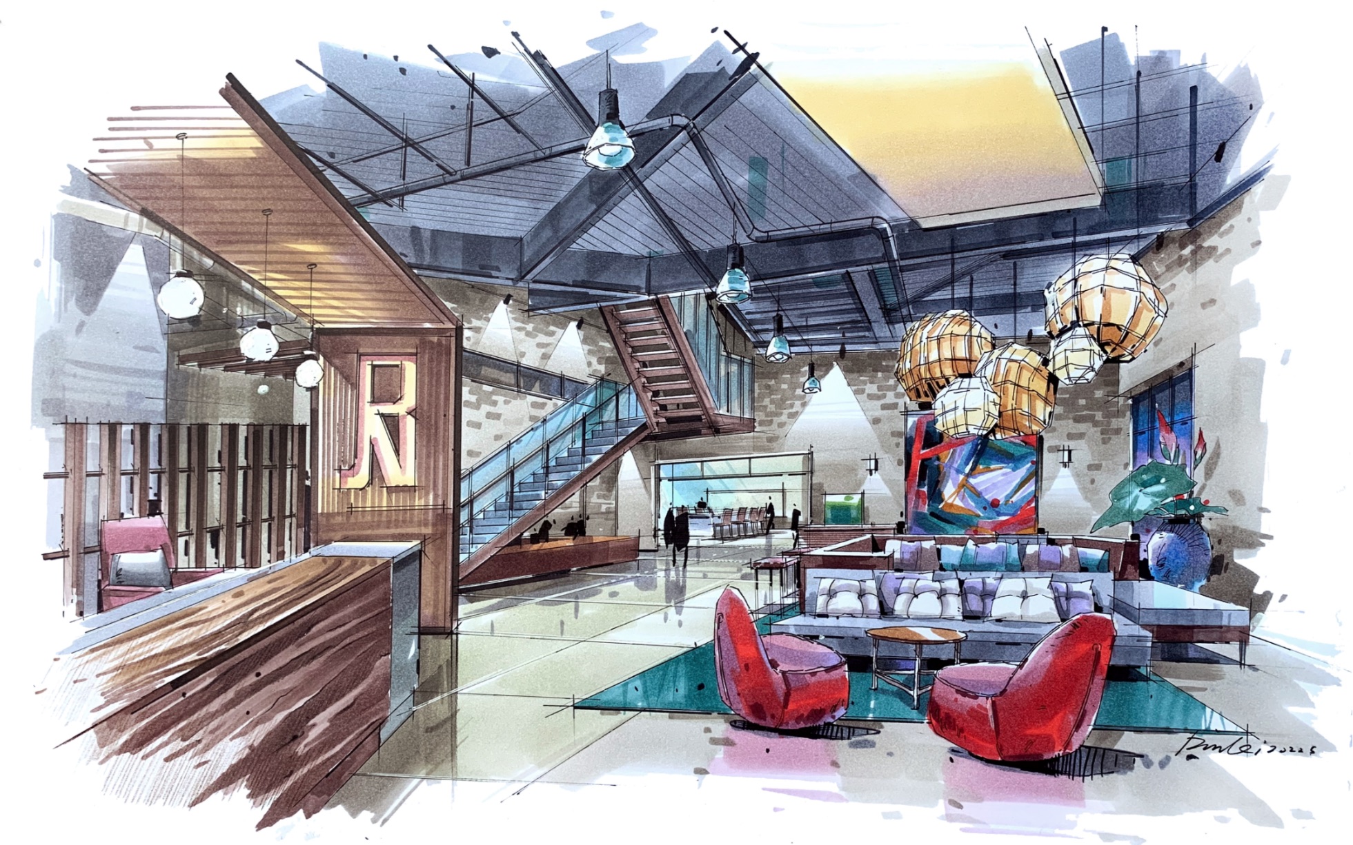 发点日常的手绘,分享室内手绘效果图