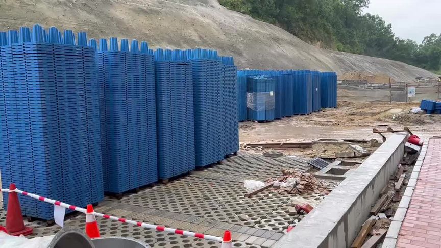 雨水收集系统PP模块进场#施工现场#助力海绵城市建设