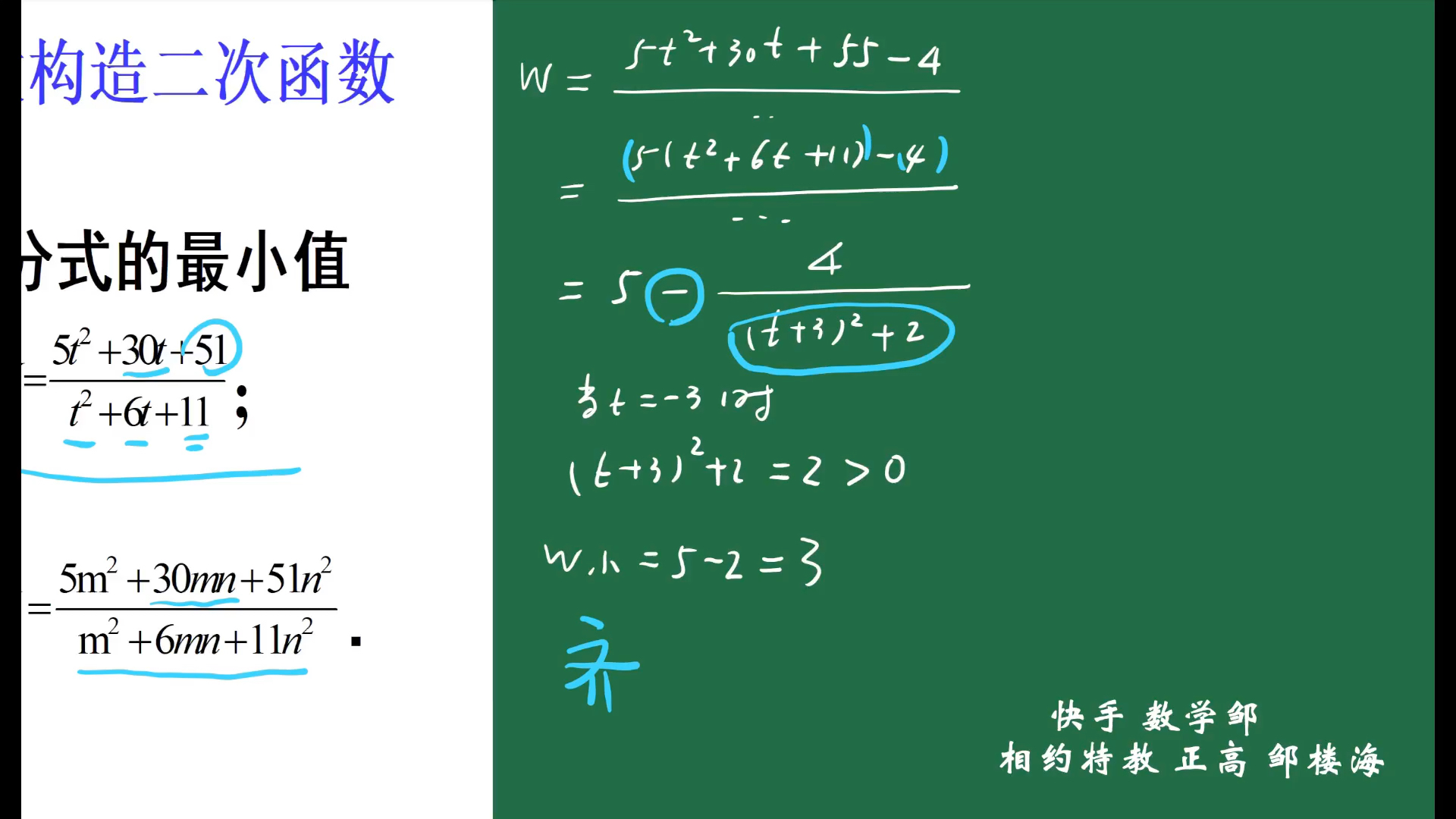分式型最值 - 特教 正高 邹楼海 小学就会的分常数方法