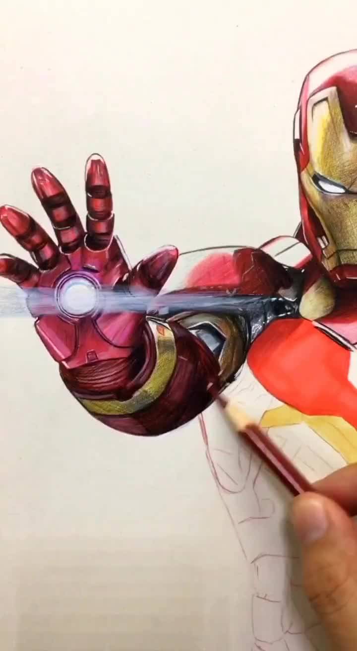 彩铅画钢铁侠只要有图 万物皆可画