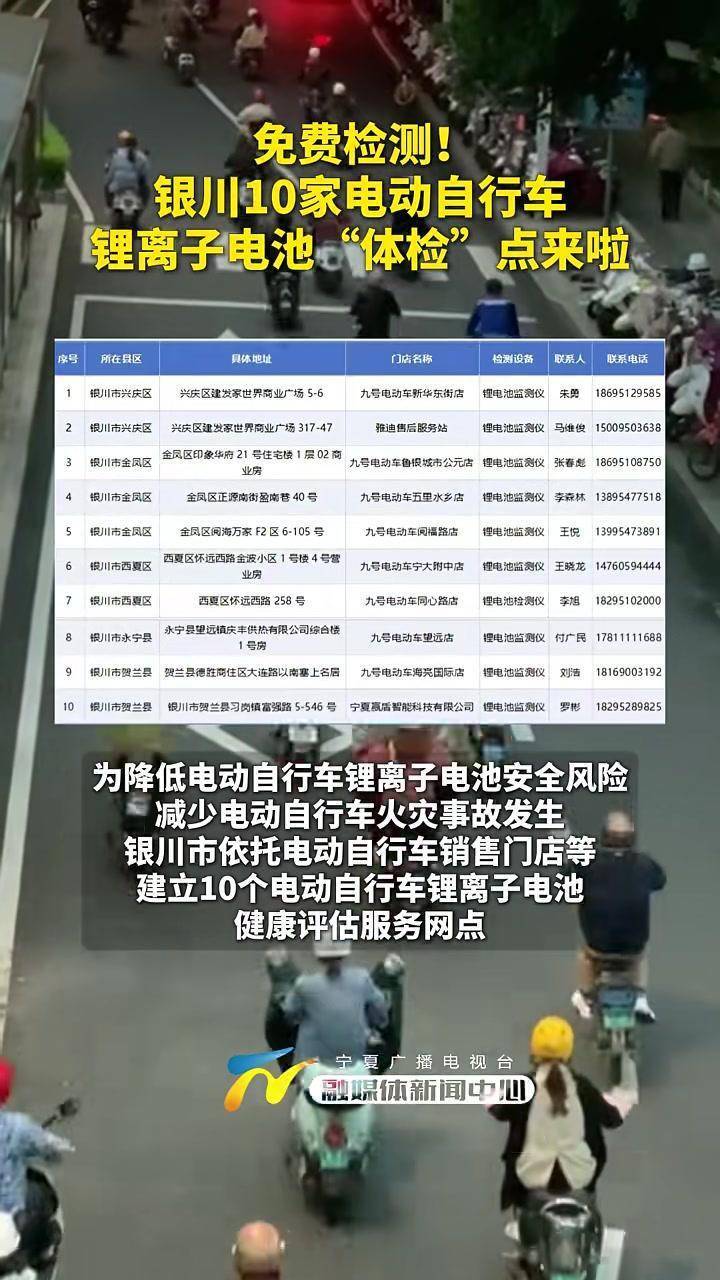 免费检测!银川10家电动自行车锂离子电池"体检"点来啦!#银川热门#...