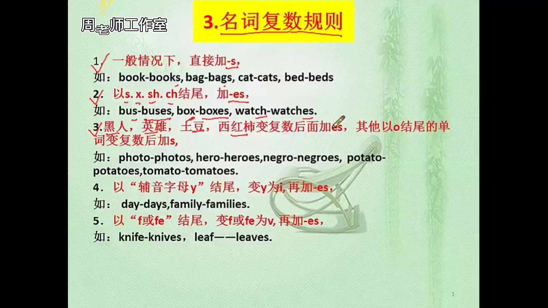 【小学英语语法】总结和练习:3.名词复数规则