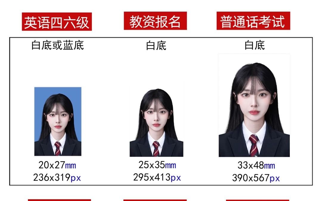 大学生常用证件照尺寸以及背景色要求