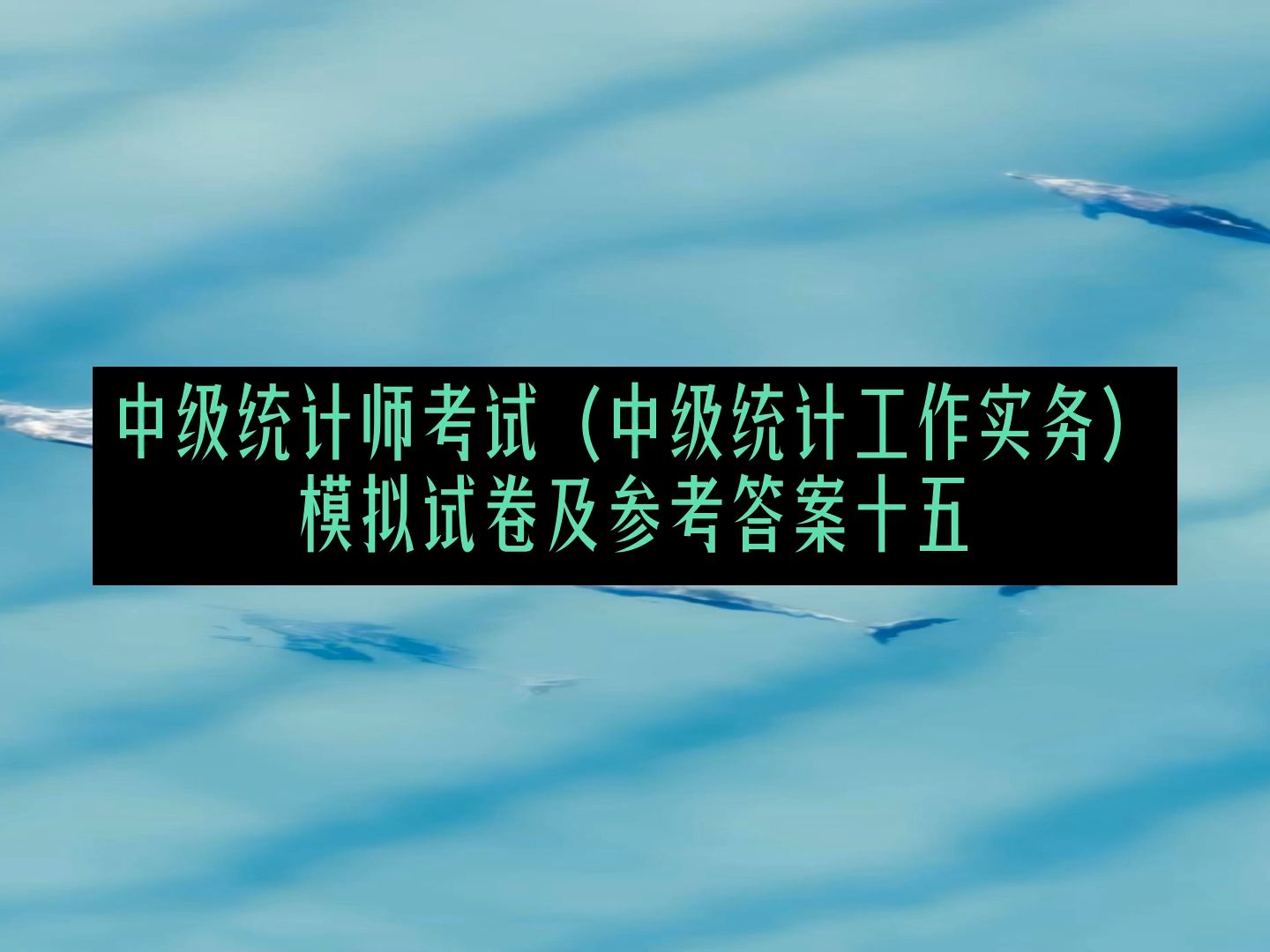 中级统计师考试(中级统计工作实务)模拟试卷及参考答案十五