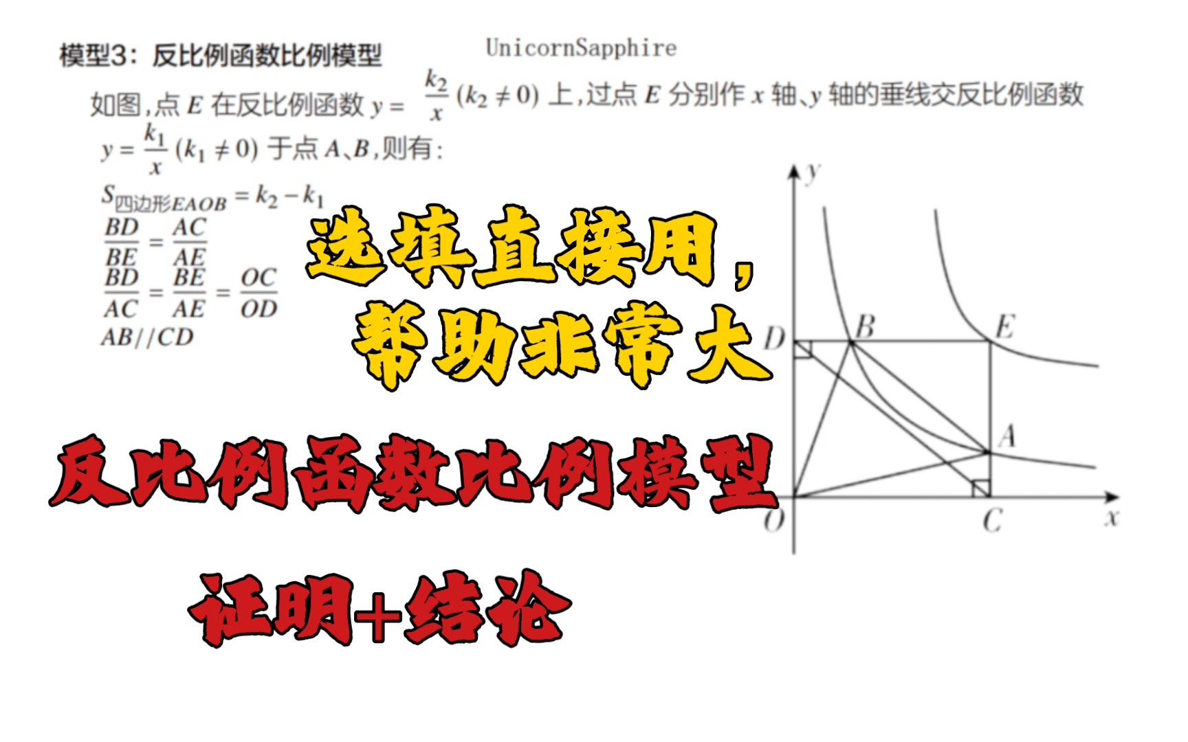 反比例函数比例模型证明及结论,容易考察,中考复习模型【模型归纳3】...