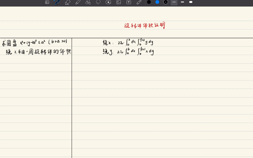 绕x轴旋转体的体积超具体证明,以及万能公式