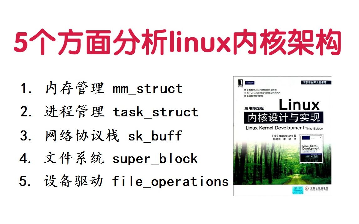 5个方面分析linux内核架构(内存管理、进程管理、网络协议栈、文件...