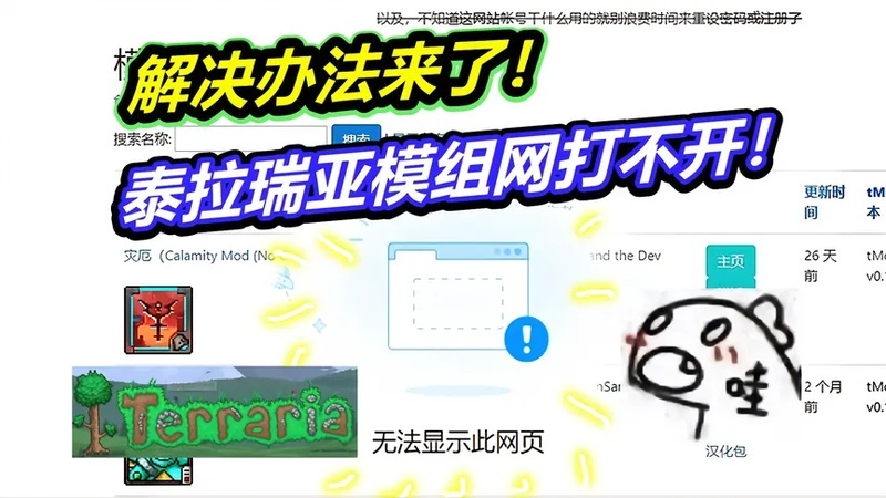 解决办法来了!泰拉瑞亚模组网打不开!怎么办!