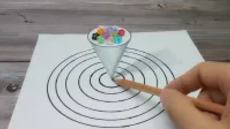 手绘3D立体画基础入门,简单方法画出圆锥体,小朋友也能自学了