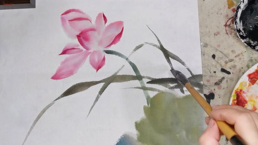 国画教程——写意荷花的画法