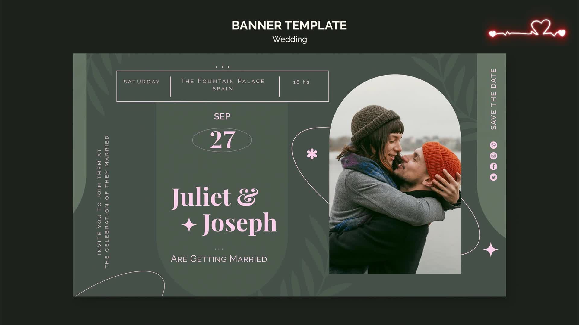 高级感墨绿时尚INS风珠宝情侣礼品独立站Banner海报设计PSD素材