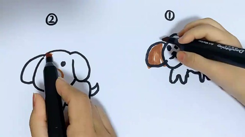 妹妹pk妈妈比赛画动物简笔画,小狗简笔画,儿童创意画,亲子画