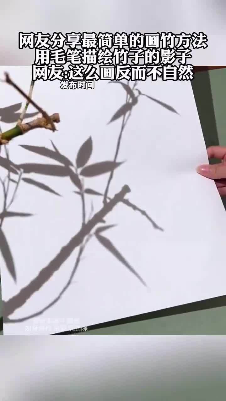 网友分享最简单的画竹方法用毛笔描绘竹子的影子网友这么画反而不