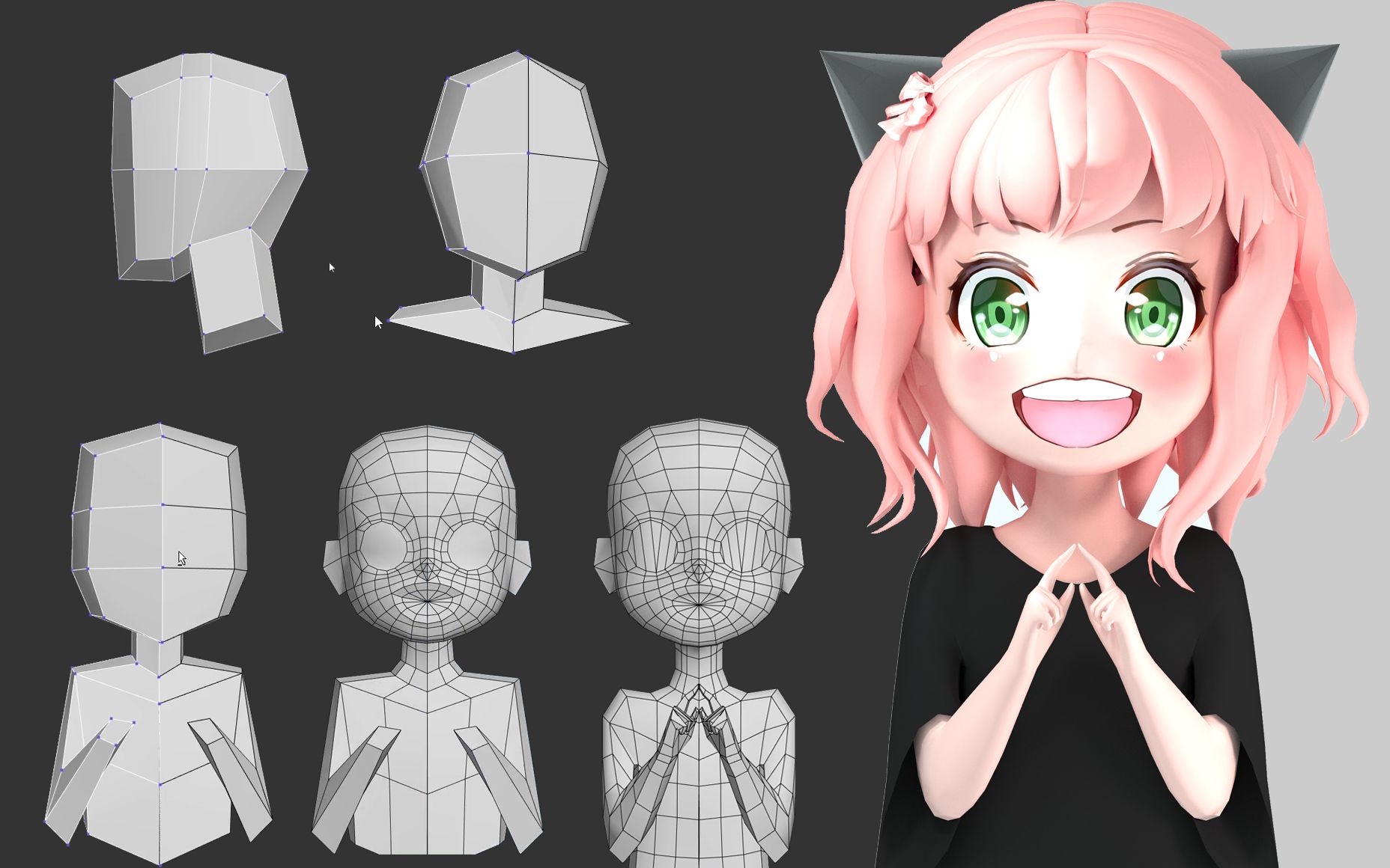 3dmax教程,阿尼亚3DMAX人物建模教学,超详细动漫人物制作教学,模型...