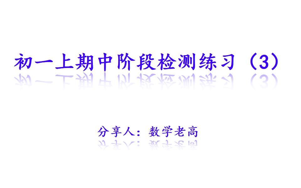 初一上期中阶段检测练习(3)