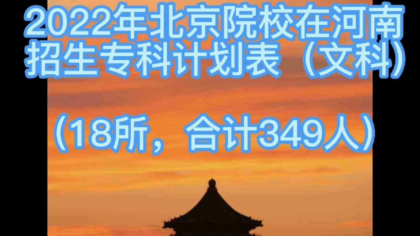 2022年高考,北京院校在河南招生专科计划表(文科),快来看看