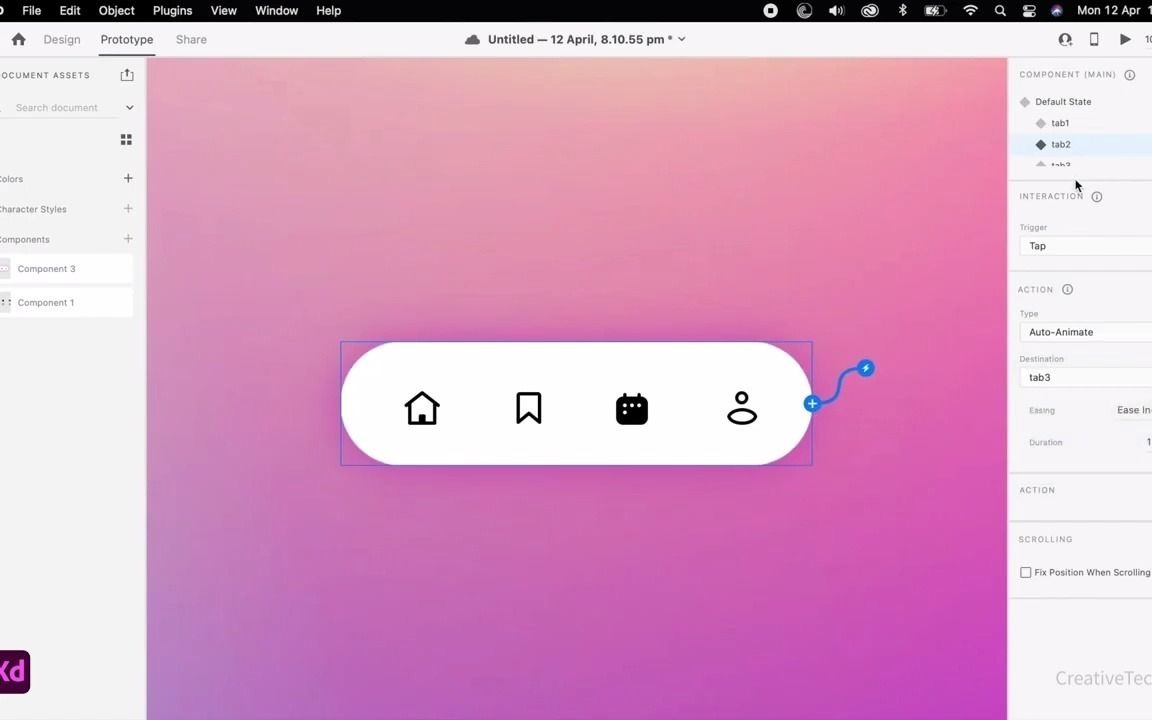 Adobe XD 自动动画制作菜单组件微交互设计