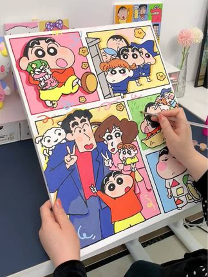 这是我用了一整天时间画的#蜡笔小新#油画 你要不要也画一个呢?#...