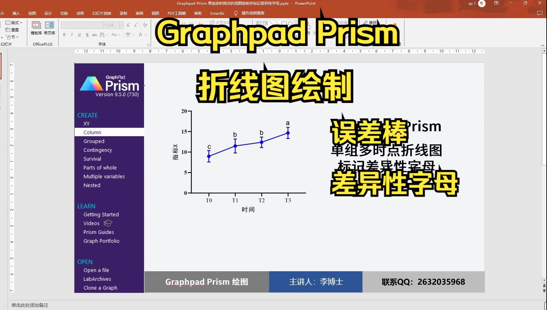 Graphpad Prism 折线图绘制带误差棒并标记差异性字母