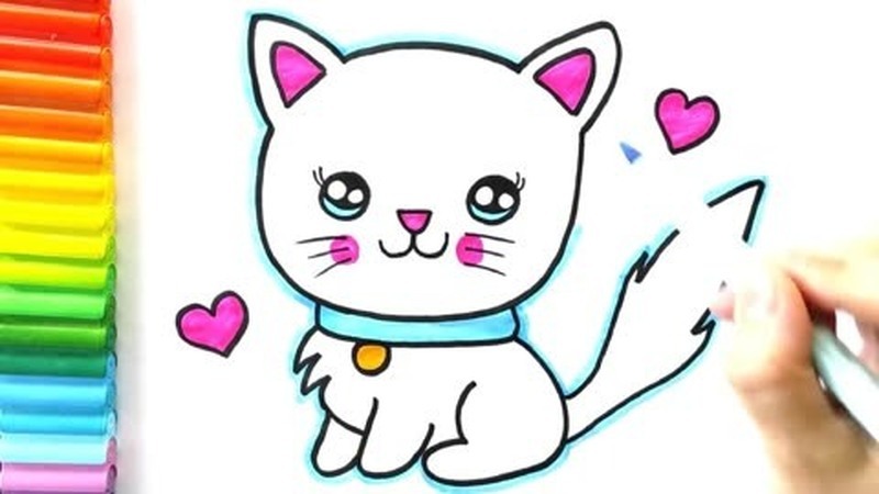 小猫绘画 幼儿学画小猫咪简笔画简单画法,超可爱又漂亮