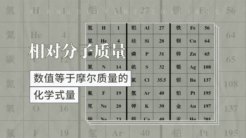 数值等于摩尔质量的化学式量——相对分子质量