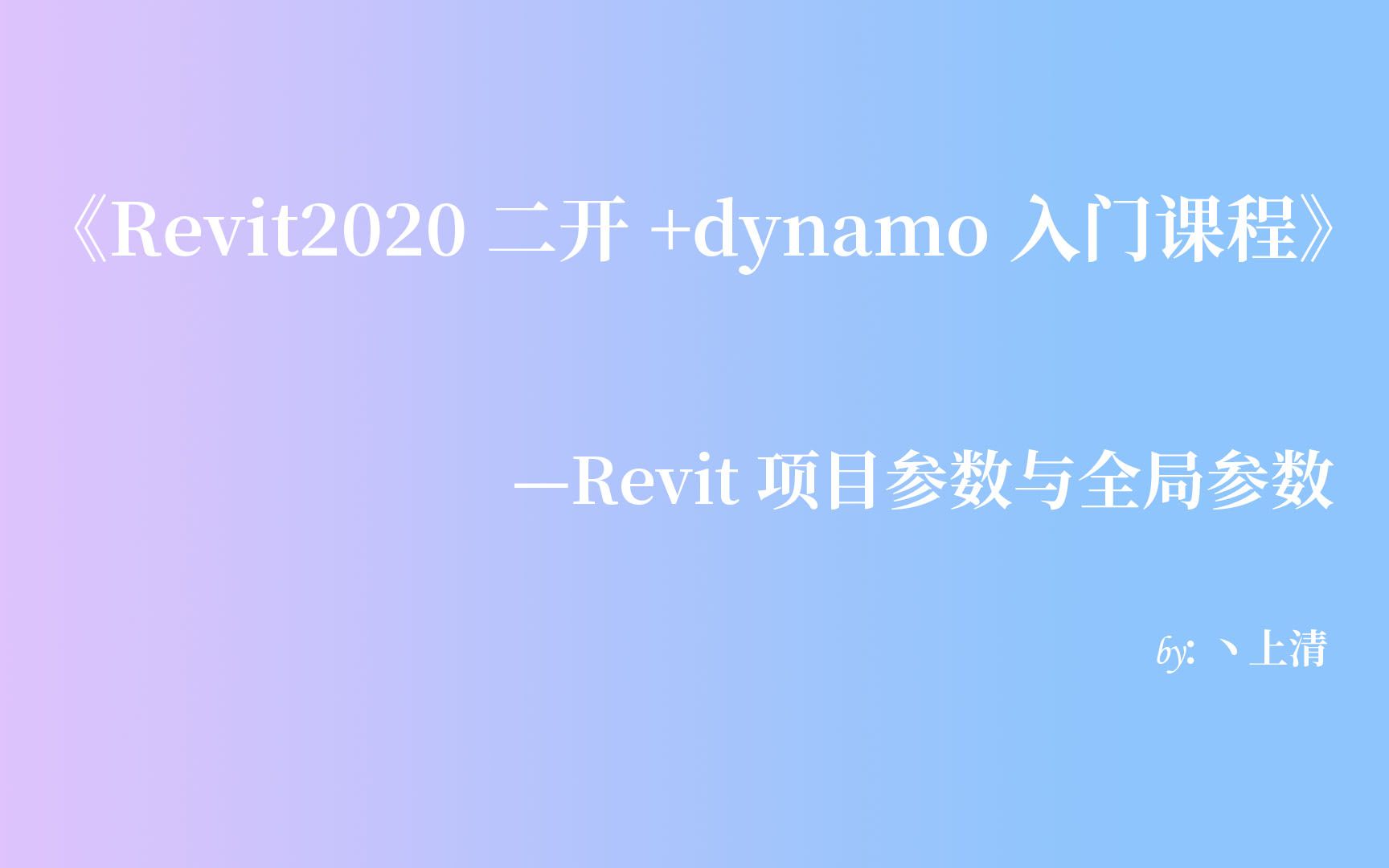 【BIM】Revit2020萌新入门课程——项目参数与全局参数