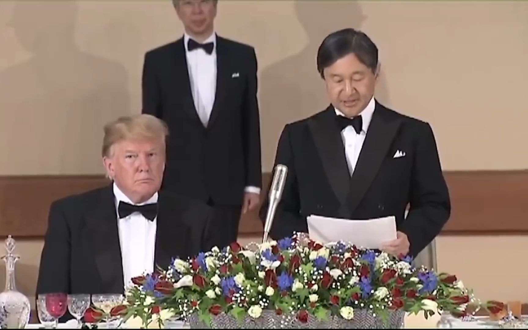 2019年5月27日,美国总统特朗普参加日本德仁天皇举行的晚宴