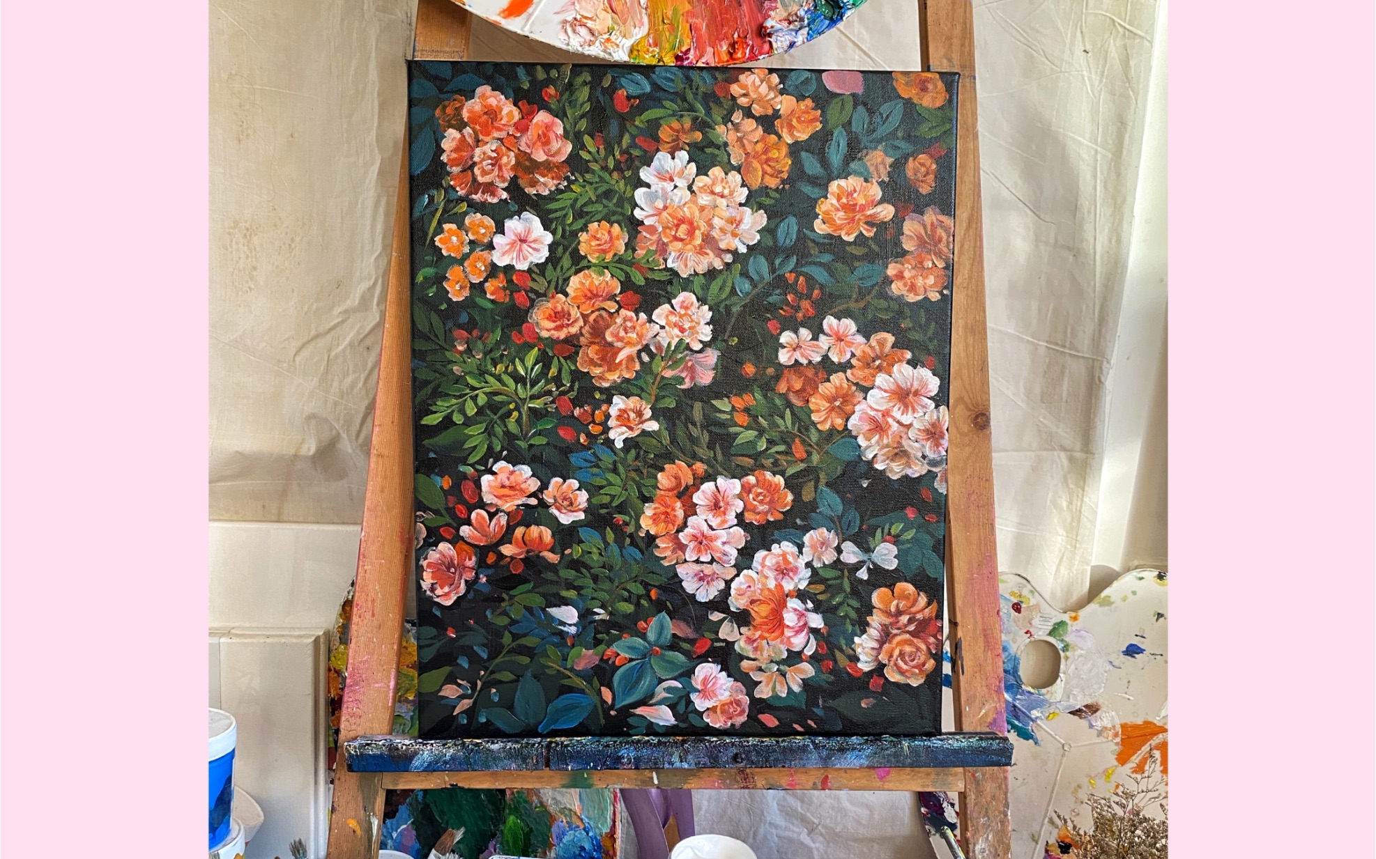 丙烯画|复古蔷薇花(视频教程)