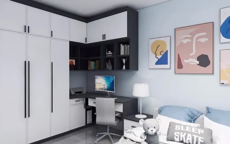 6500做的衣柜加转角书柜设计图,简单明了实用性强