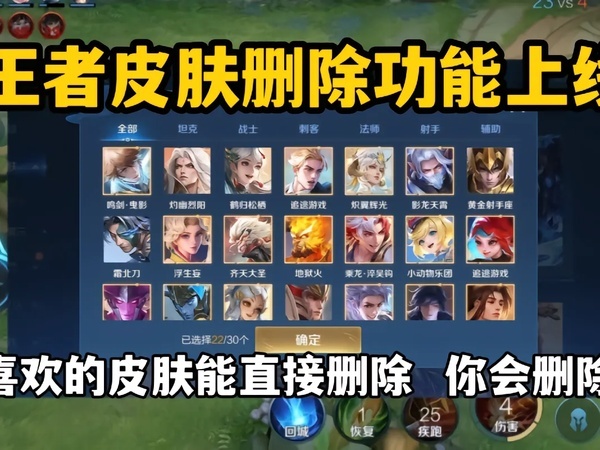 王者皮肤删除功能上线,不喜欢的皮肤能直接删除,你会删除吗?