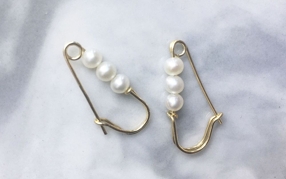 绕线教程-别针小珍珠耳环制作过程