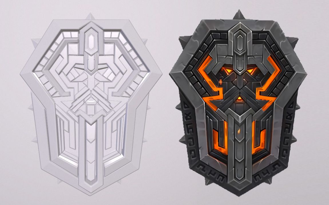 【Maya建模】次世代盾牌高模制作,模型布线、卡线到材质烘培详细讲解