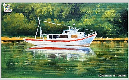 如何用简单简单的笔触在景观艺术中绘画船 - 油漆