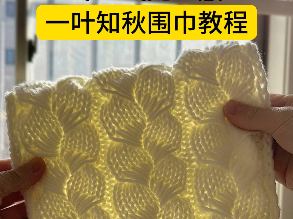 一叶知秋围巾教程(竖屏版),手工棒针毛线编织秋冬围巾,围巾编织视频...