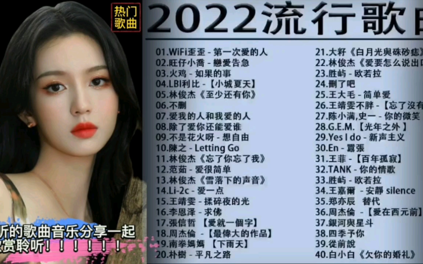 2022精选好听的热门歌曲合集,全网火爆播放破百万热歌排行榜