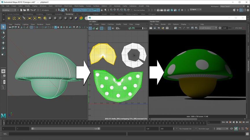 MAYA基础教程:如何给模型展UV和贴图?