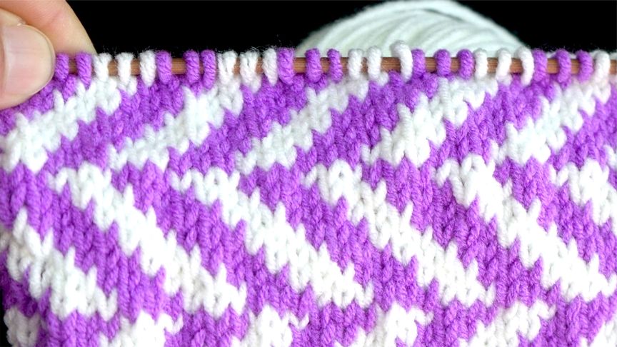 【棒针编织128期】双色线背心针织设计最简单的图案解说