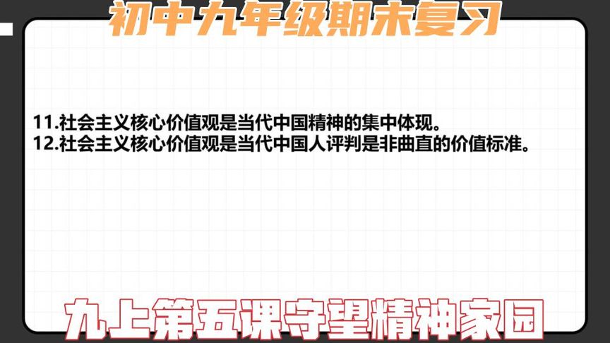 初中九年级期末复习 九上第五课守望精神家园