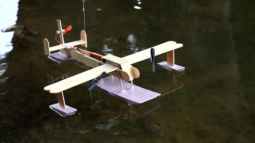 DIY自制一个水上飞机模型玩具,包含全部制作过程!