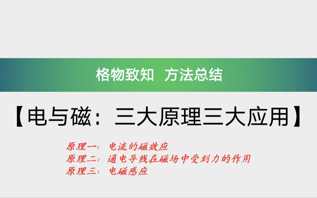 初中电与磁:三大原理三大应用