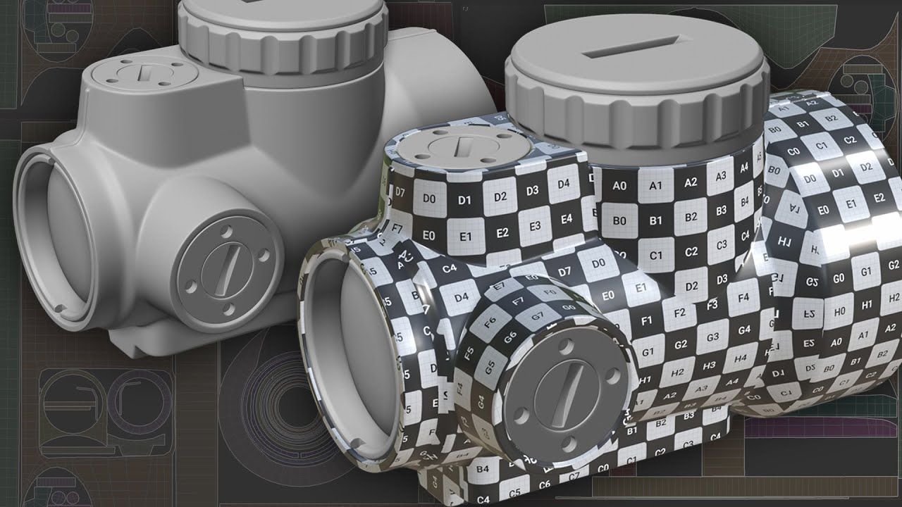 C4D 硬表面模型展UV技巧(中英文字幕)