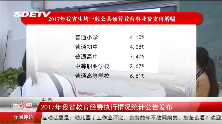 山东:2017年教育经费执行情况统计公告