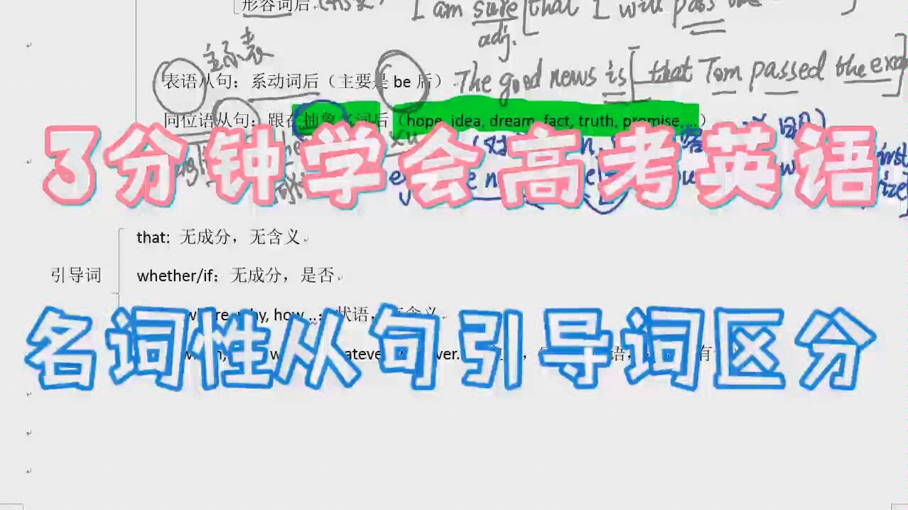 3分钟学会高考英语名词性从句引导词区分