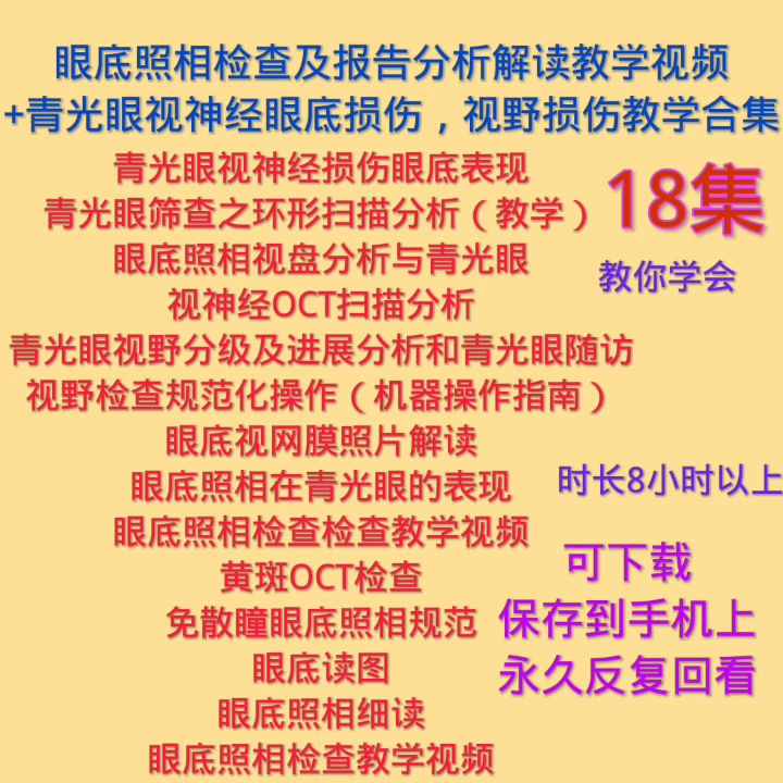 眼底照相检查报告分析解读教学青光眼视野视神经损伤眼科教学视频...