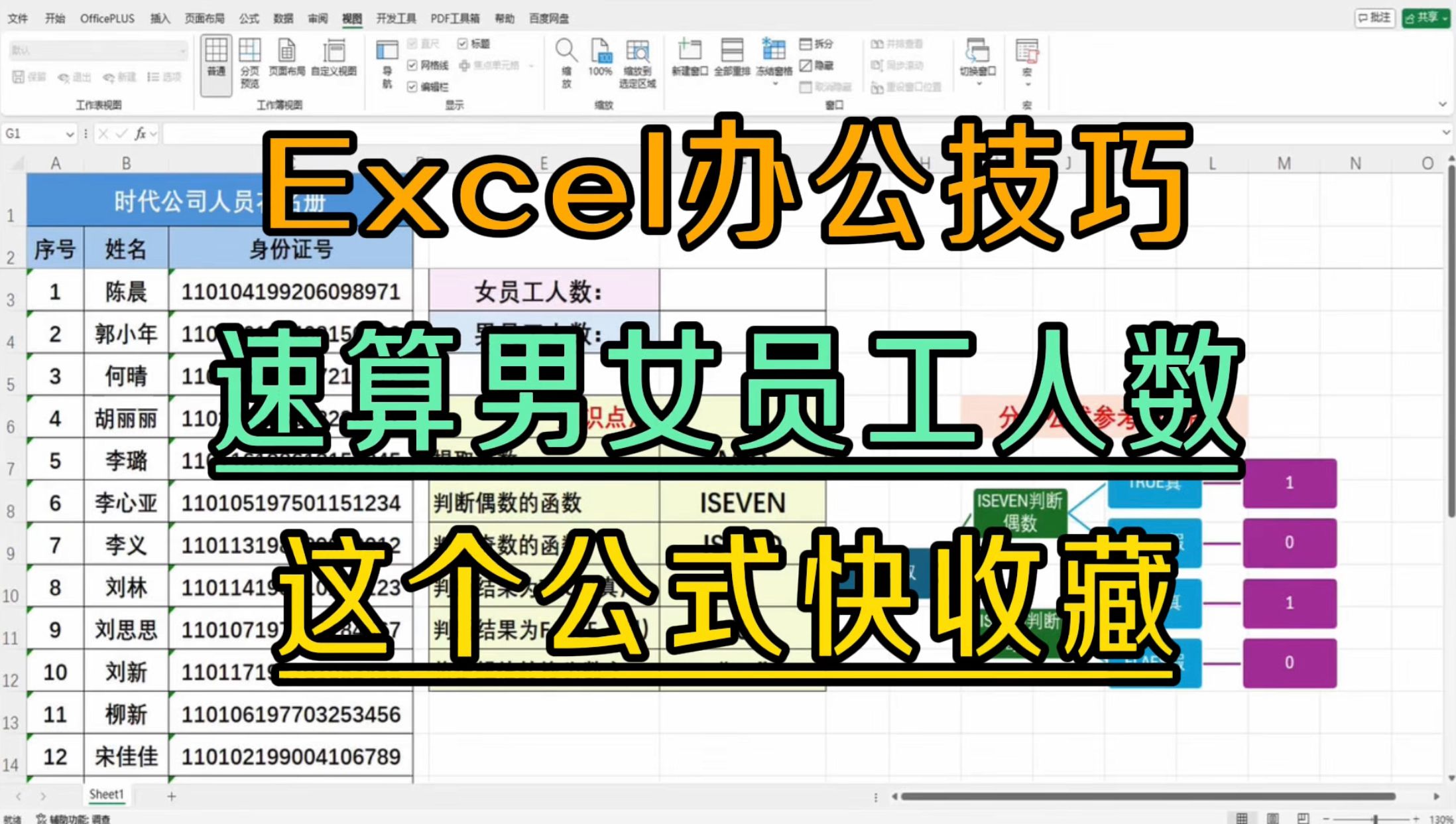Excel职场秘籍:速算男女人数,一个公式轻松搞定,效率翻倍!