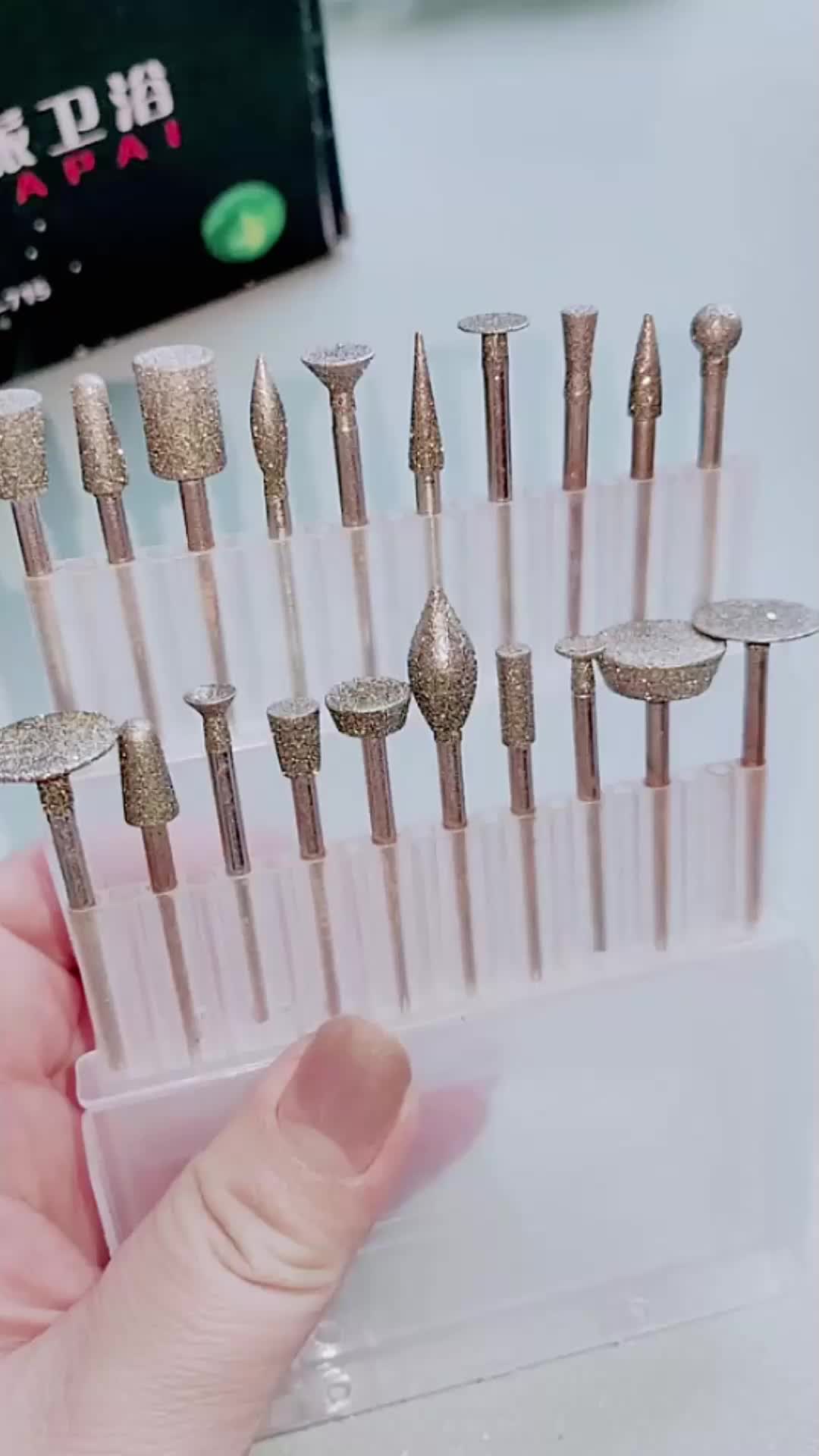 金刚石磨针金刚砂玉雕工具套装原石打磨去皮翡翠开窗玉石雕刻磨头