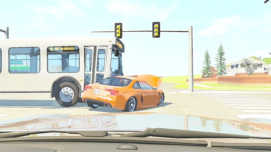 BeamNG:监控视角下的真实交通撞车,车祸模拟器,这画面太酸爽啦